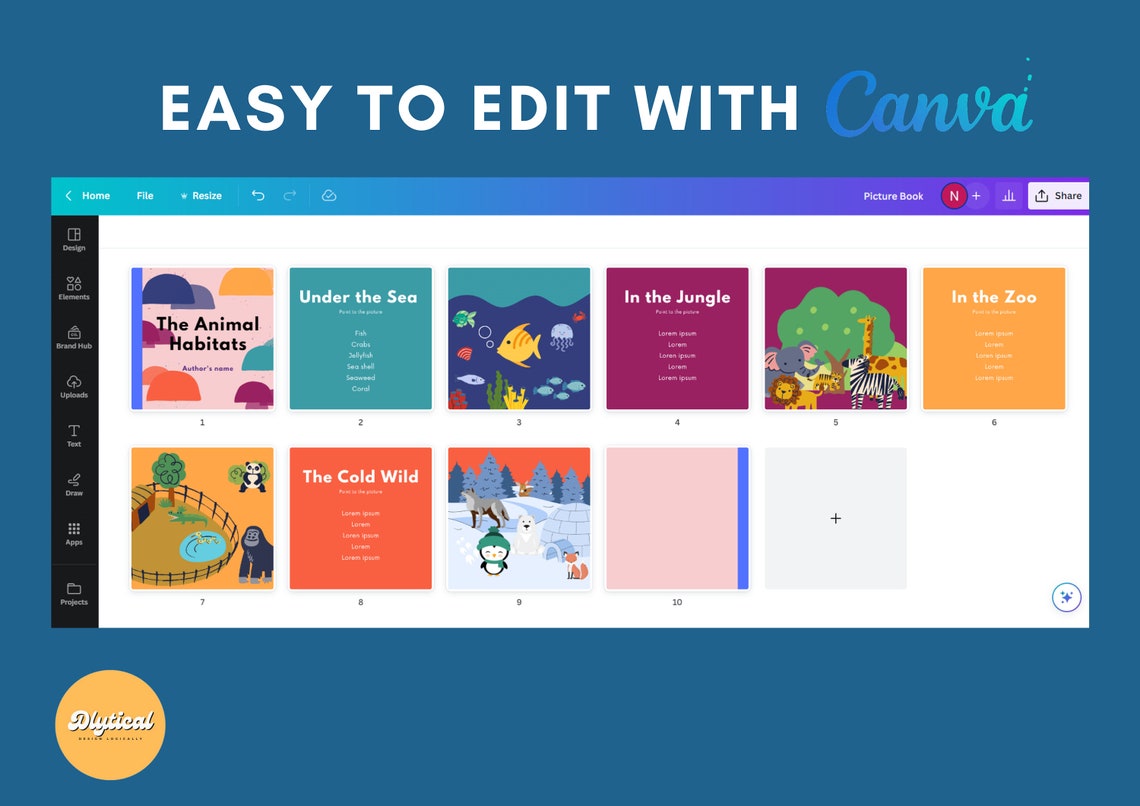 8x8 Editable Children Book Template Book Illustration Self Publish ...