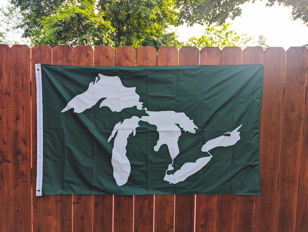 Double Sided Great Lakes Flag, Green Michigan Flag, Wisconsin Flag ...