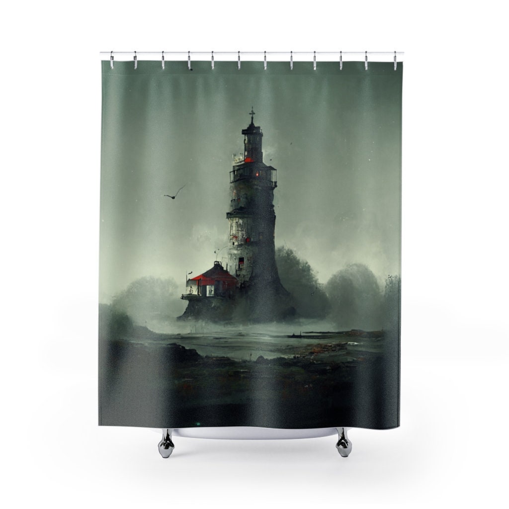 Lighthouse Shower Curtain, Cool Bathroom Curtain, Lighthouse Bathroom ...