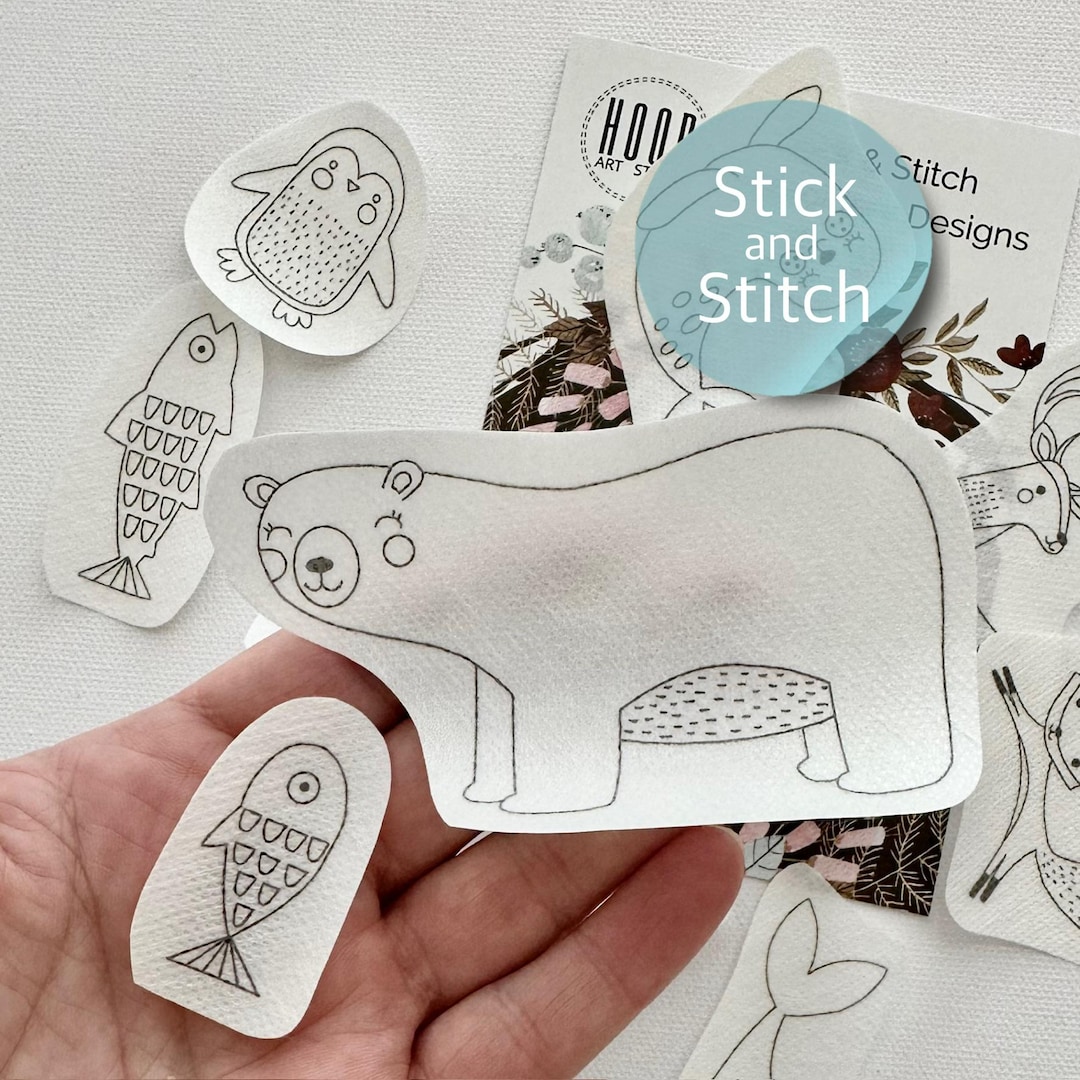 Stick and Stitch Arctic Animals, Embroidery Patterns, Water-soluble ...