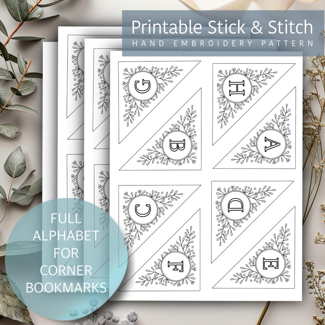 Personalized Corner Bookmark Pattern, Printable Embroidery Letter ...