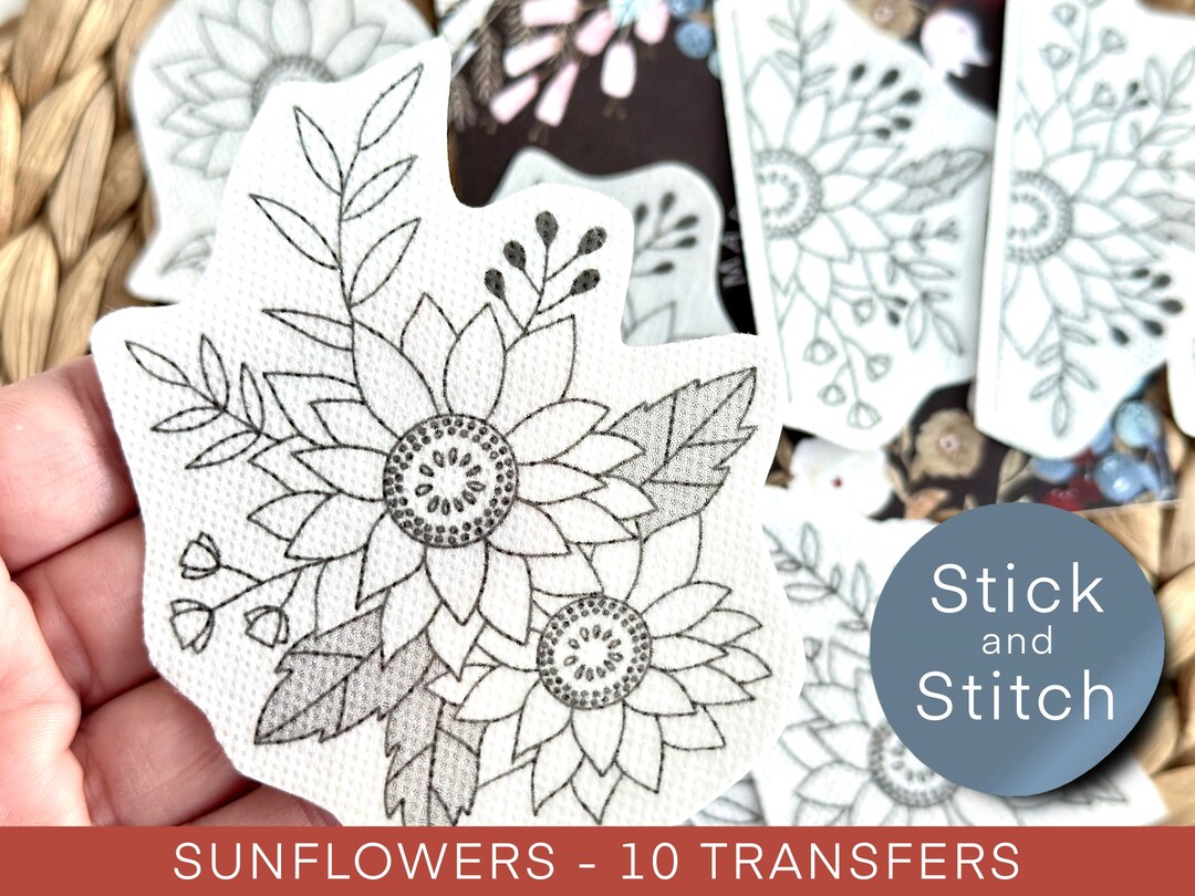 Sunflowers Stick and Stitch Embroidery Patterns, Peel and Stick ...