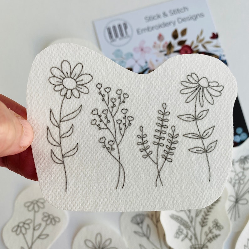 Botanical Stick and Stitch Embroidery Pouch Kit, Floral Embroidery ...