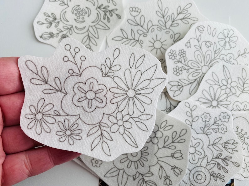 Flower Bouquet Stick and Stitch Embroidery Pattern, Botanical Transfer ...