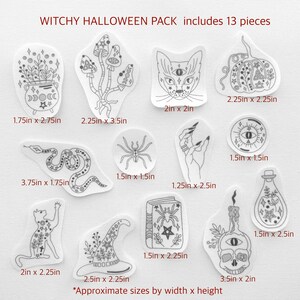 Witchy Halloween Stick and Stitch Embroidery Patterns, Magic Peel and ...