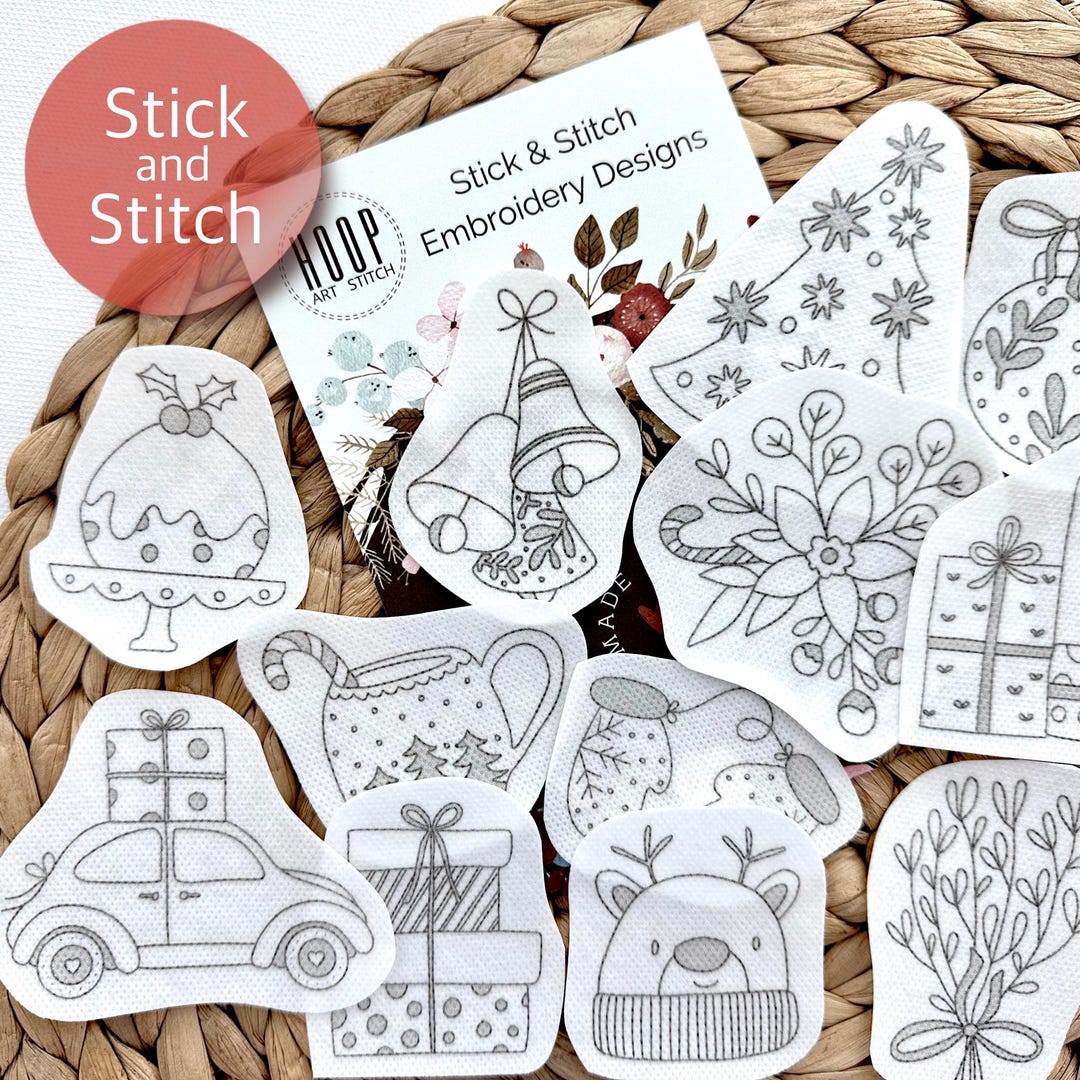 Christmas Stick and Stitch Embroidery Pattern, Winter Transfer Patch ...