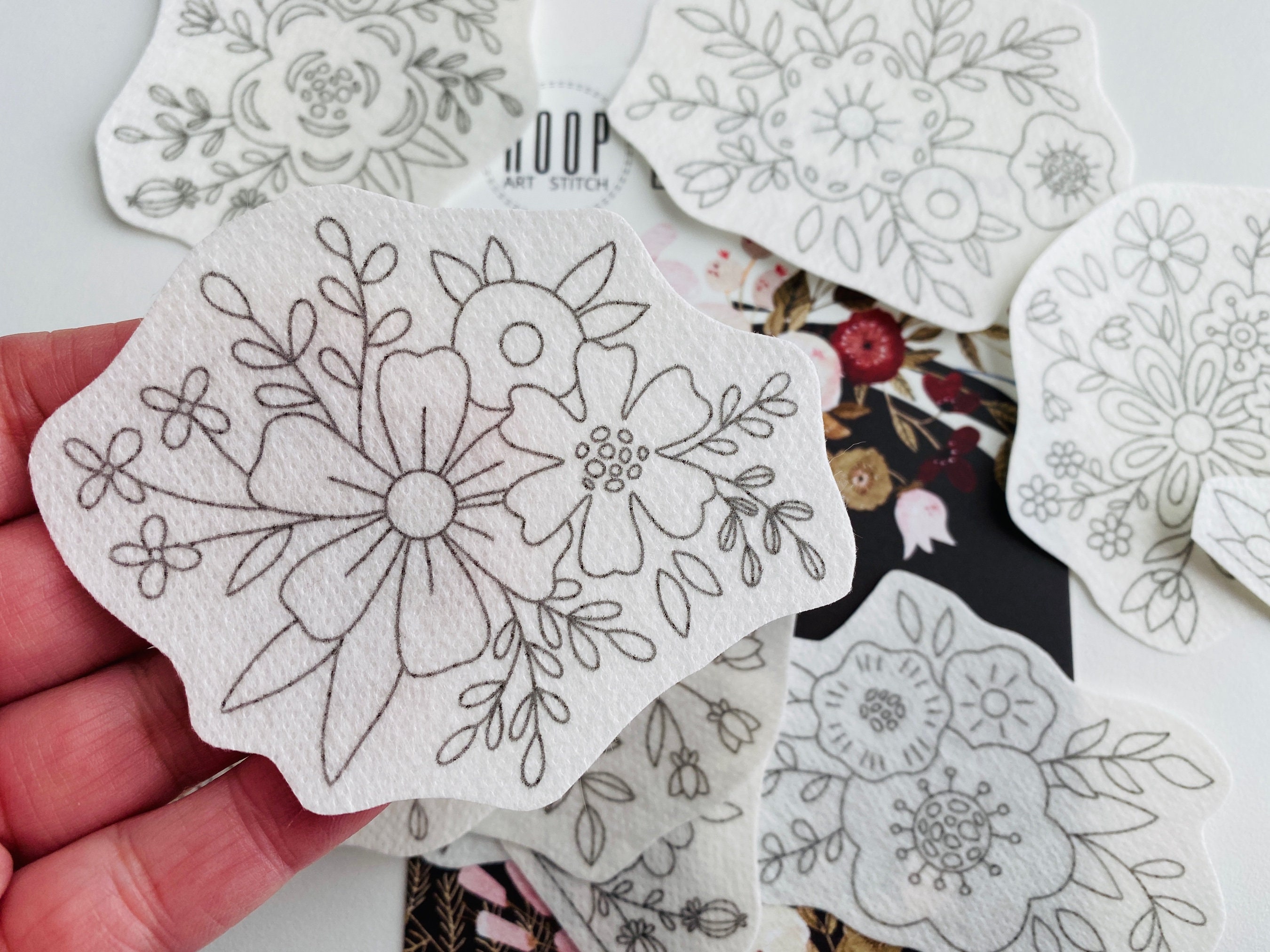 Flower Bouquet Stick and Stitch Embroidery Pouch Kit, Floral Embroidery ...