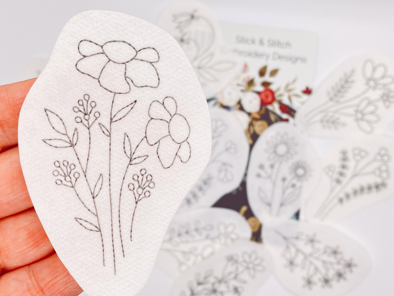 Floral Stick and Stitch Embroidery Pattern, Botanical Embroidery ...