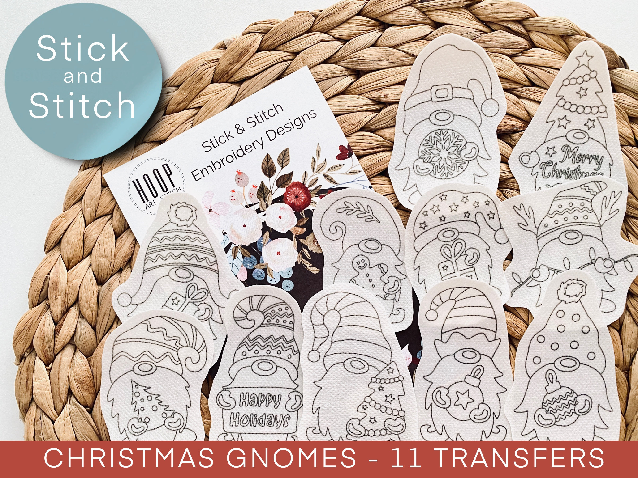 Christmas Gnomes Stick and Stitch Embroidery Patterns - Etsy