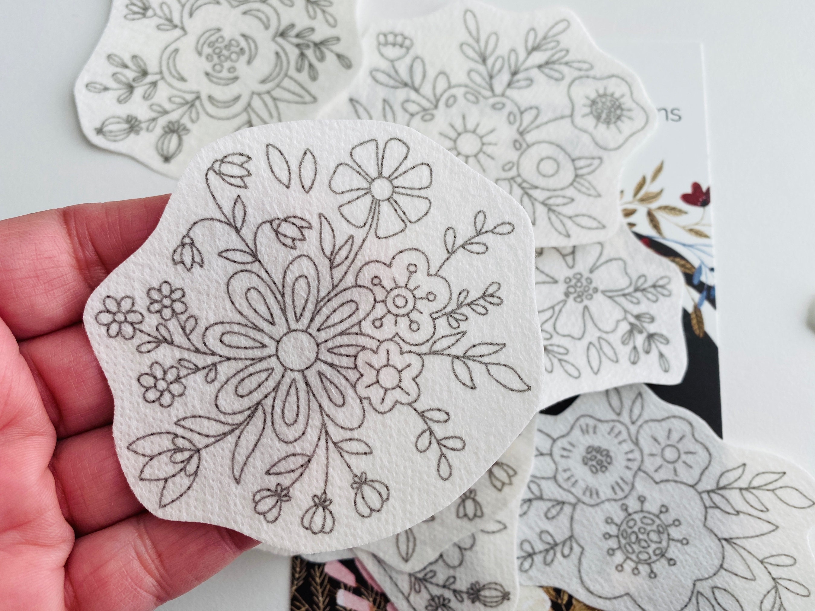 Flower Bouquet Stick and Stitch Embroidery Pouch Kit, Floral Embroidery ...