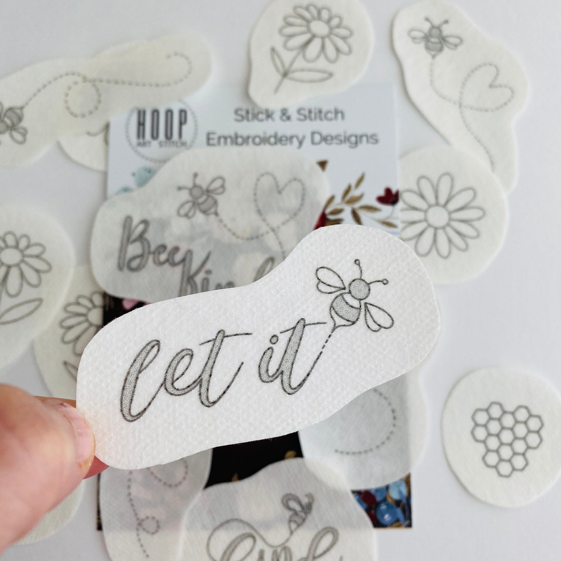 Bees and Flowers Embroidery Pattern Stick and Stitch Transfer - Etsy