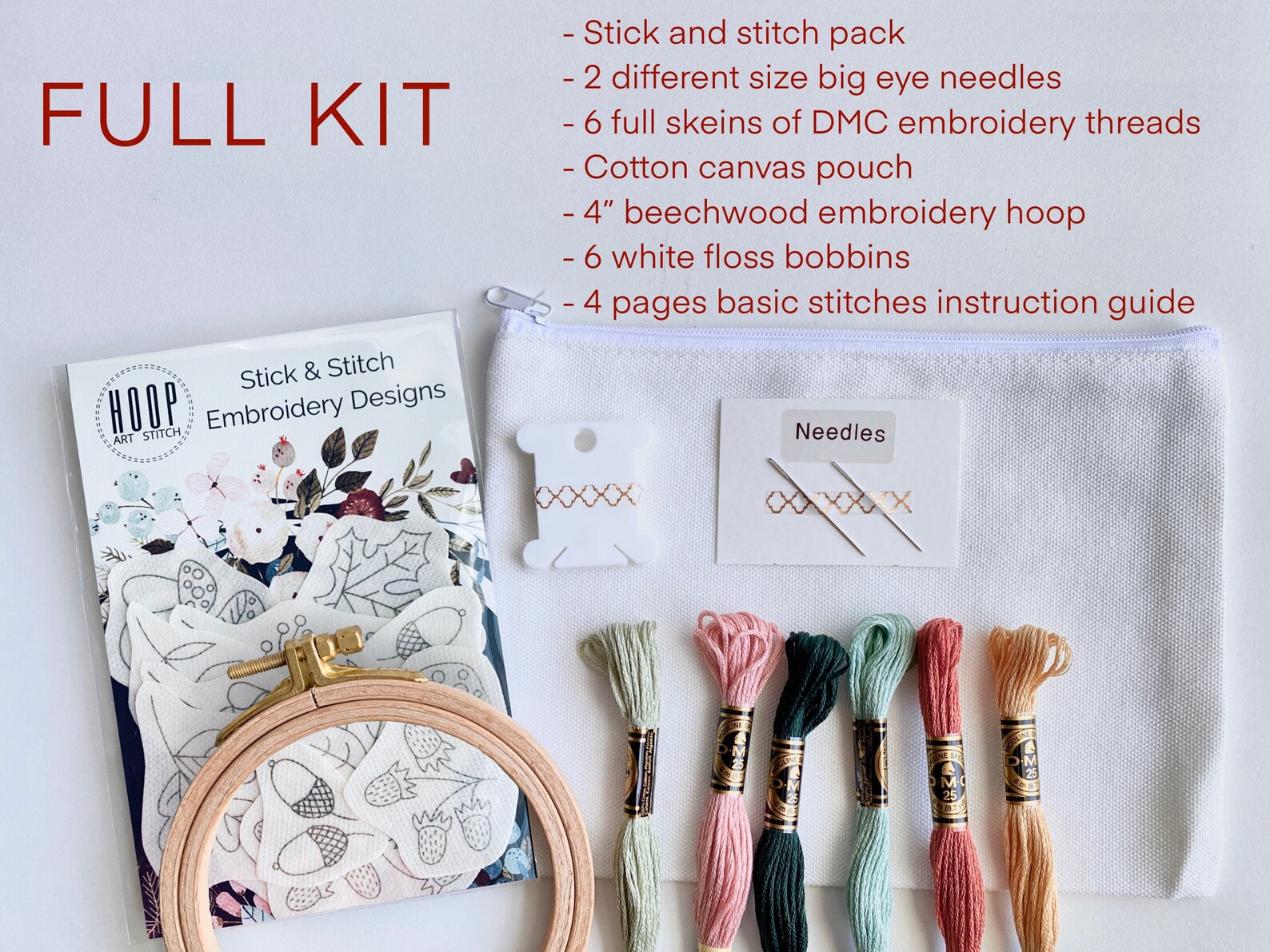 Autumn Stick and Stitch Embroidery Pouch Kit, Fall Embroidery Pattern ...