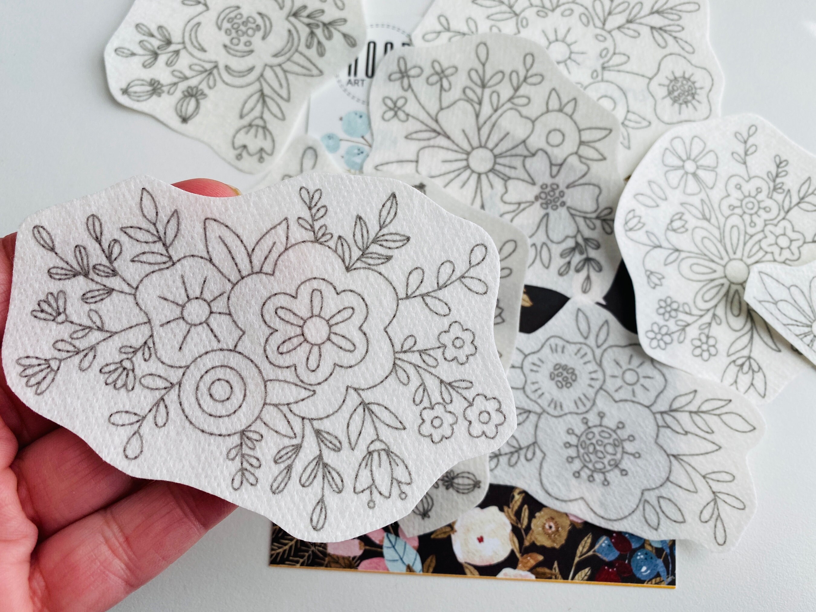 Flower Bouquet Stick and Stitch Embroidery Pouch Kit, Floral Embroidery ...