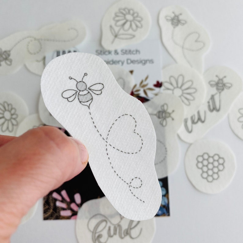 Bees and Flowers Embroidery Pattern Stick and Stitch Transfer - Etsy