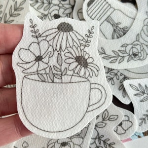 Blooming Flowers Stick and Stitch Embroidery Patterns, Peel and Stick ...