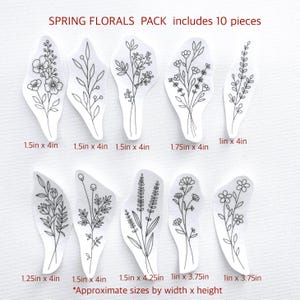 Spring Floral Hand Embroidery Pattern, Stick and Stitch Transfer Patch ...