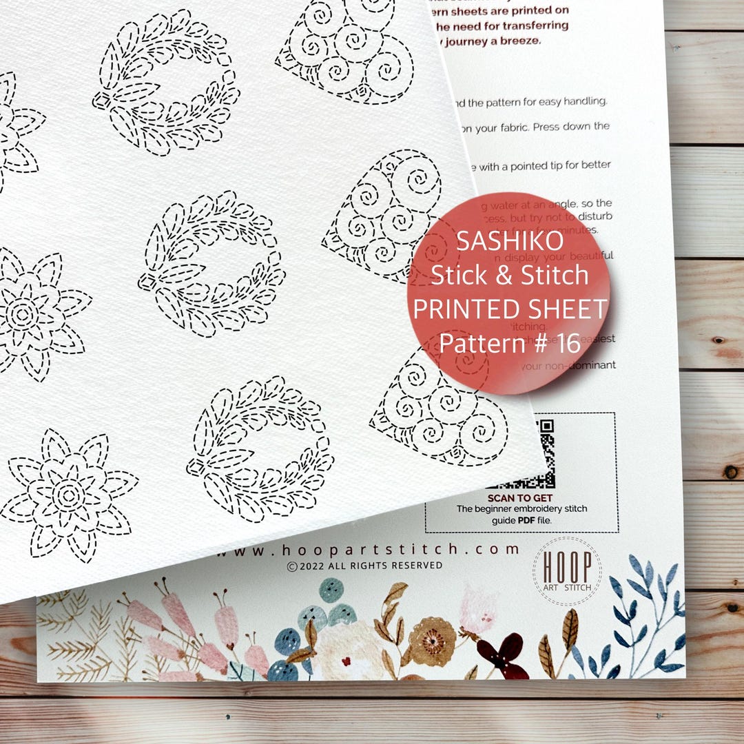 Stick and Stitch Visible Mending, Sashiko Embroidery Patch, Peel ...