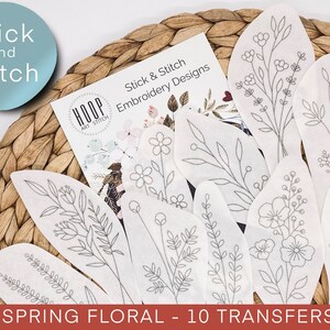 Spring Floral Hand Embroidery Pattern, Stick and Stitch Transfer Patch ...