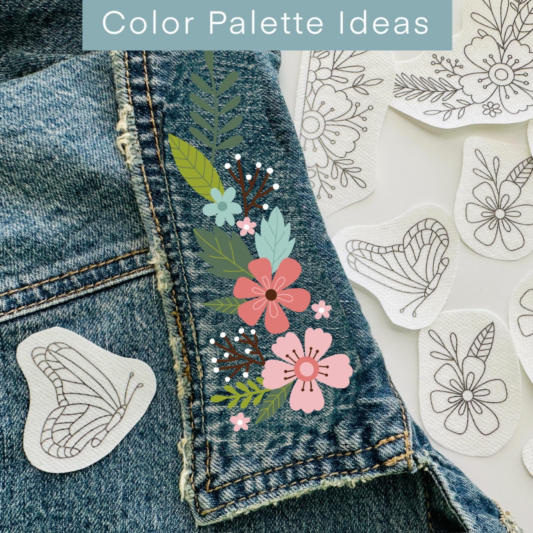 Floral Pairs Embroidery Pattern, Stick and Stitch Printed Sheet, Peel ...