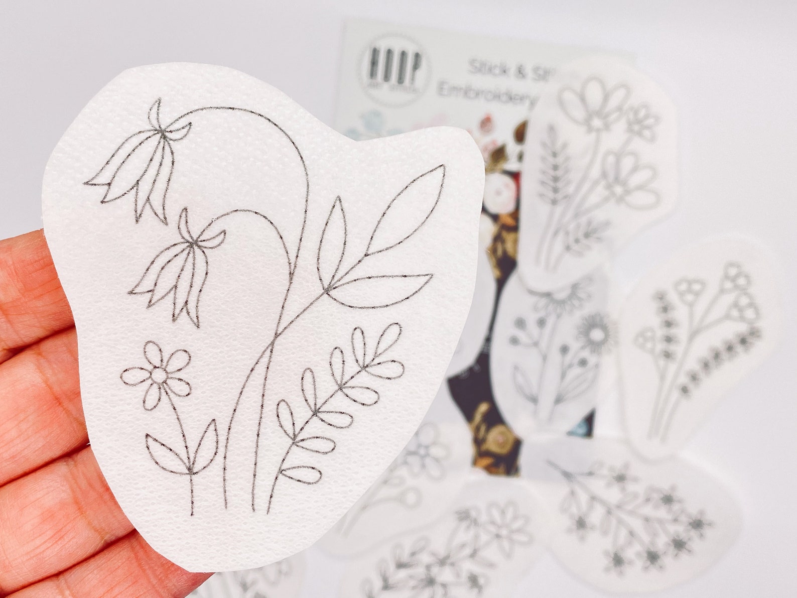 Floral Stick and Stitch Embroidery Pattern, Botanical Embroidery ...