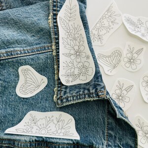 Floral Pairs Hand Embroidery Pattern, Stick and Stitch Transfer Patch ...