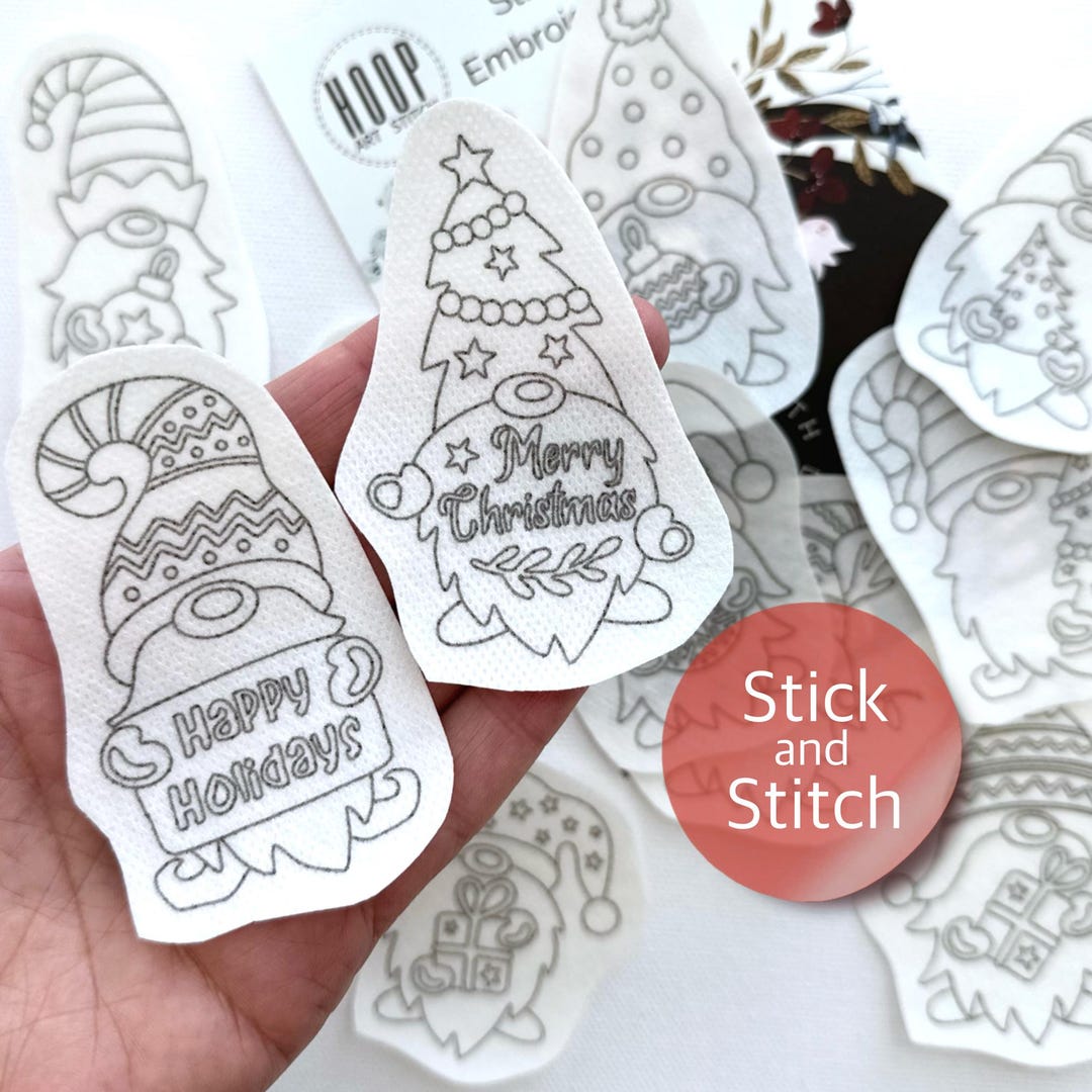 Christmas Gnomes Stick and Stitch Embroidery Patterns, Ornament Peel ...