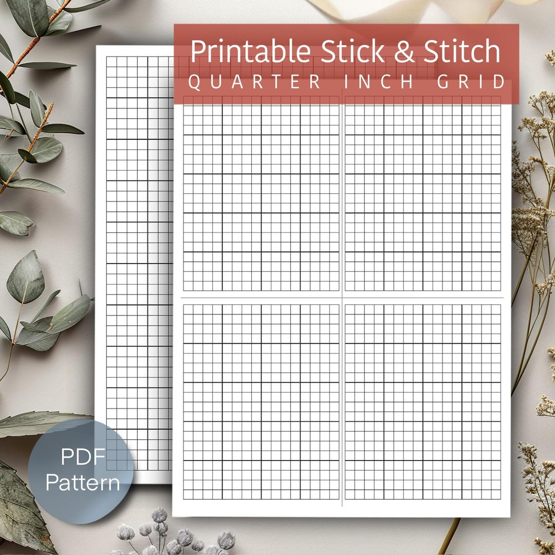 Quarter Inch Grid Stick and Stitch Pattern, Cross Stitch Guide, Sashiko ...