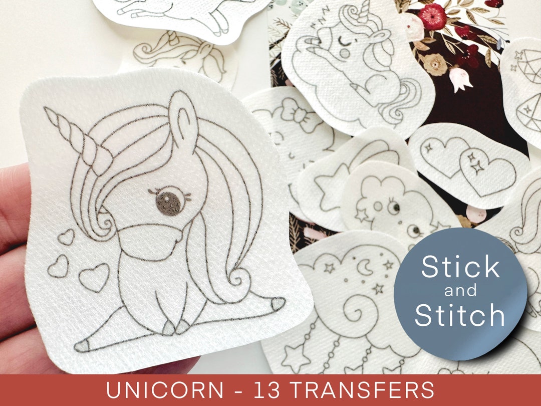 Unicorn Hand Embroidery Pattern Stick And Stitch Transfer Patch Peel