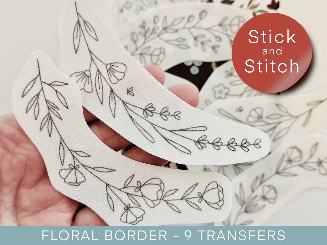Floral Border Hand Embroidery Pattern, Stick and Stitch Transfer Patch ...