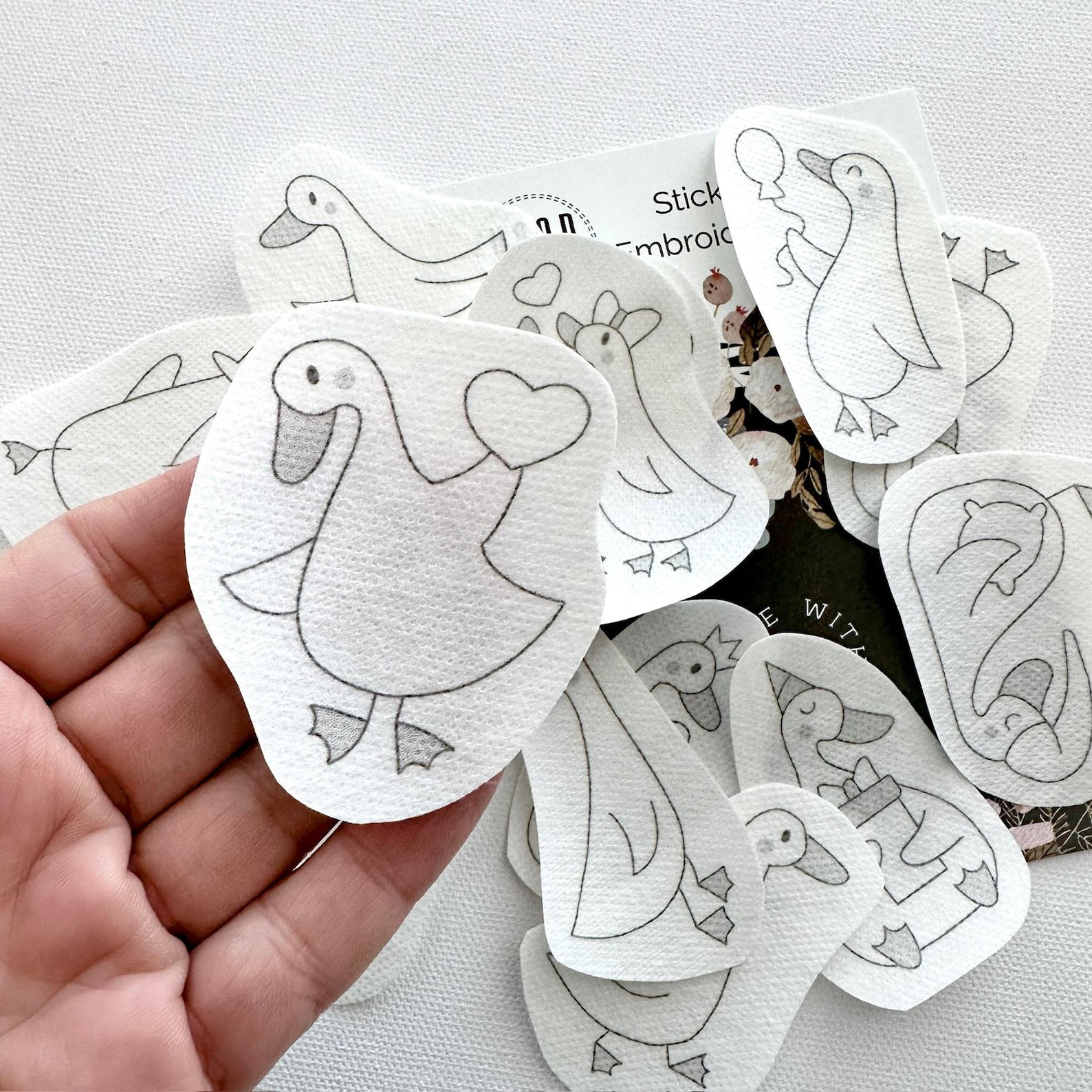 Stick and Stitch Goose With Hearts, Embroidery Valentine’s Day Pattern ...