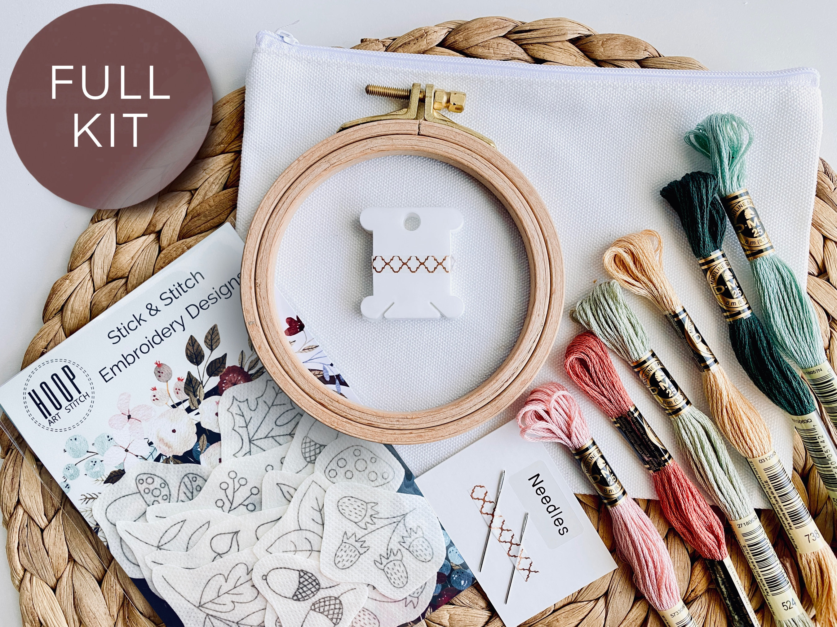 Autumn Stick and Stitch Embroidery Pouch Kit, Fall Embroidery Pattern ...