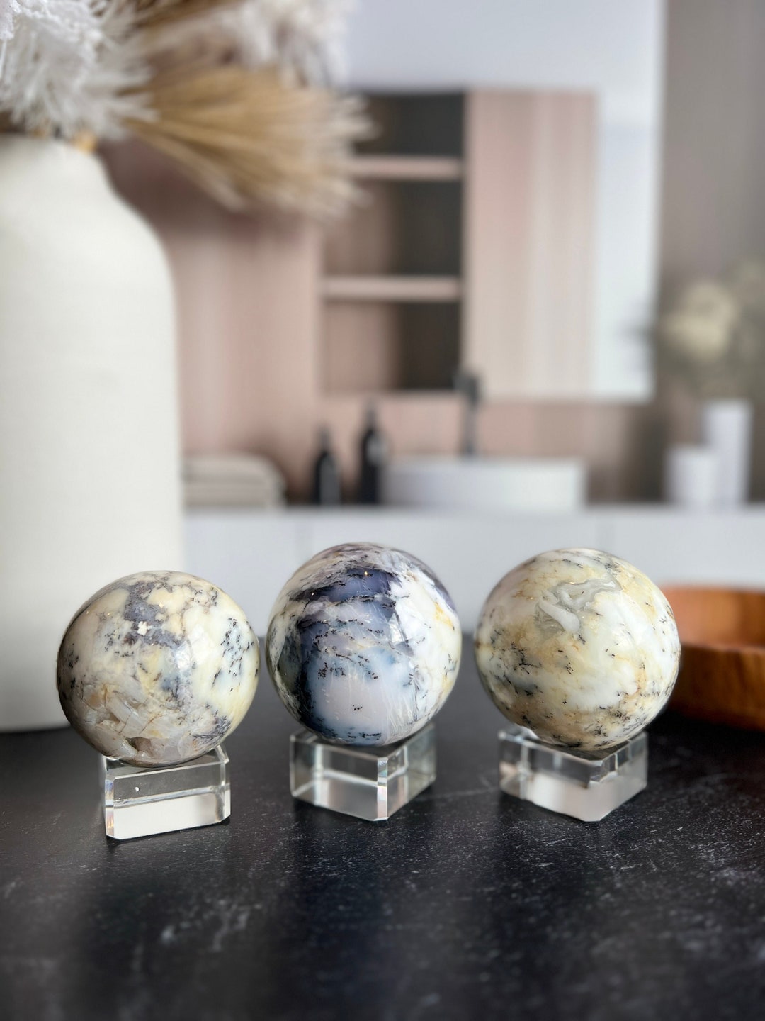 Dendritic White Agate Sphere Choose Your Crystal Agate Sphere Healing ...