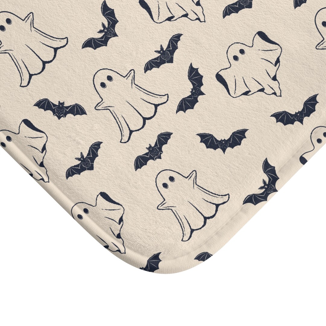 Ghosts and Bats Simple Halloween Bath Mat Bath Mat Bath Rug - Etsy