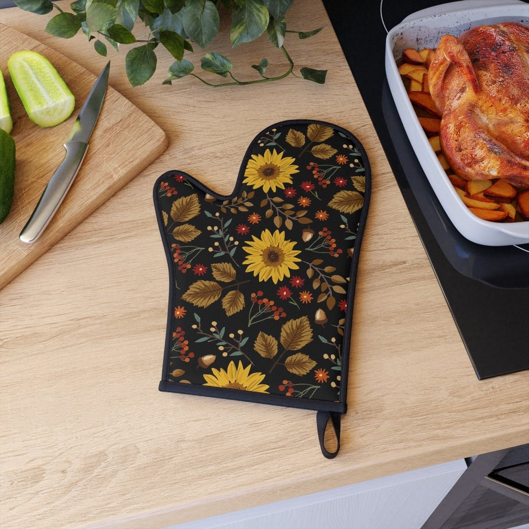 Fall Floral Sunflowers Oven Glove, Sunflower Oven Mitt, Fall Oven Mitt ...