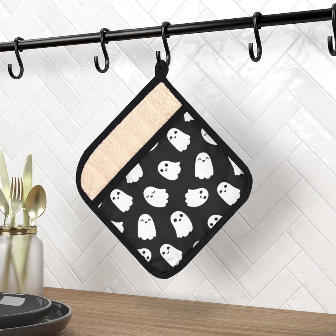 Cute Baby Ghost Pot Holder With Pocket, Ghost Pot Holder, Halloween Pot ...