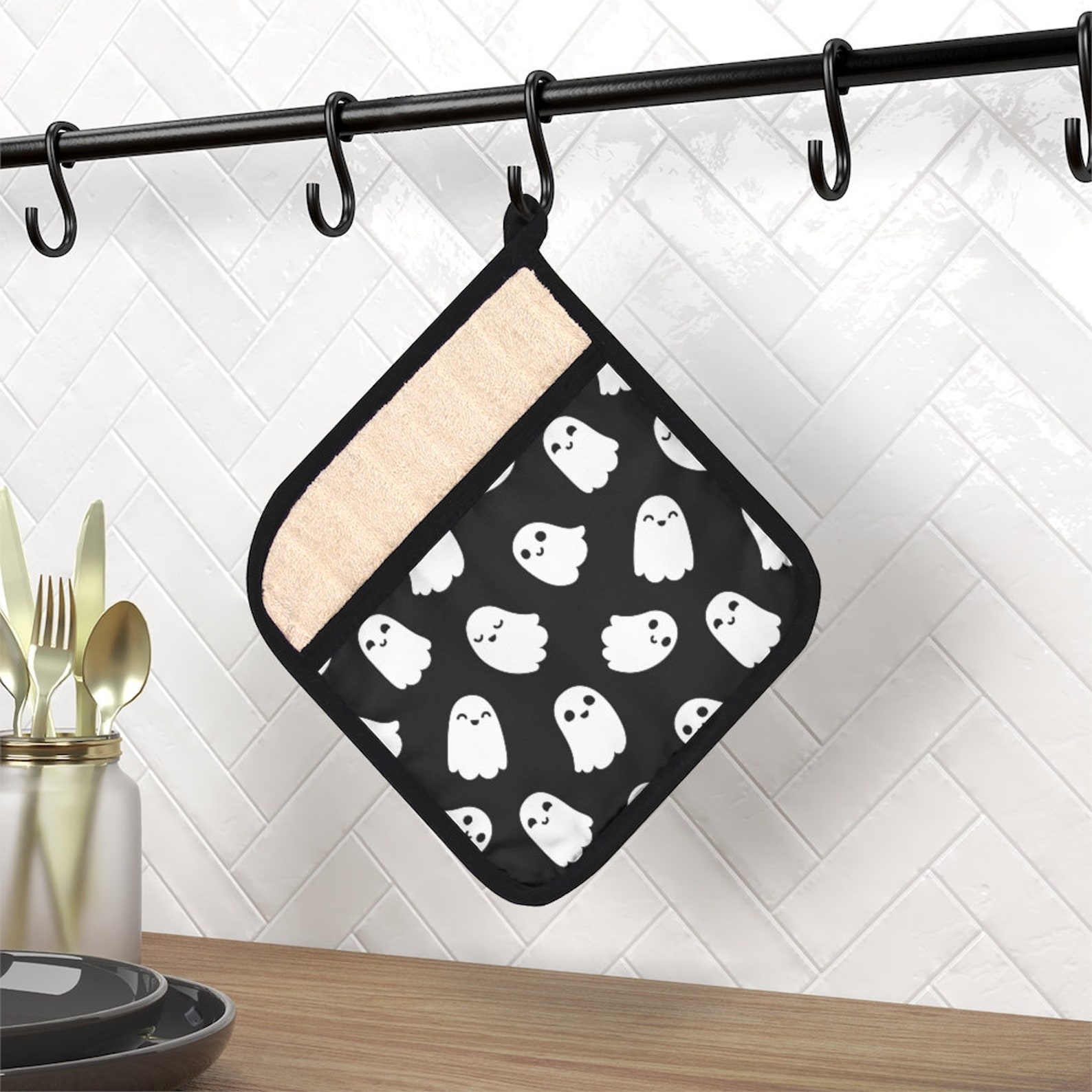 Cute Baby Ghost Pot Holder With Pocket, Ghost Pot Holder, Halloween Pot ...