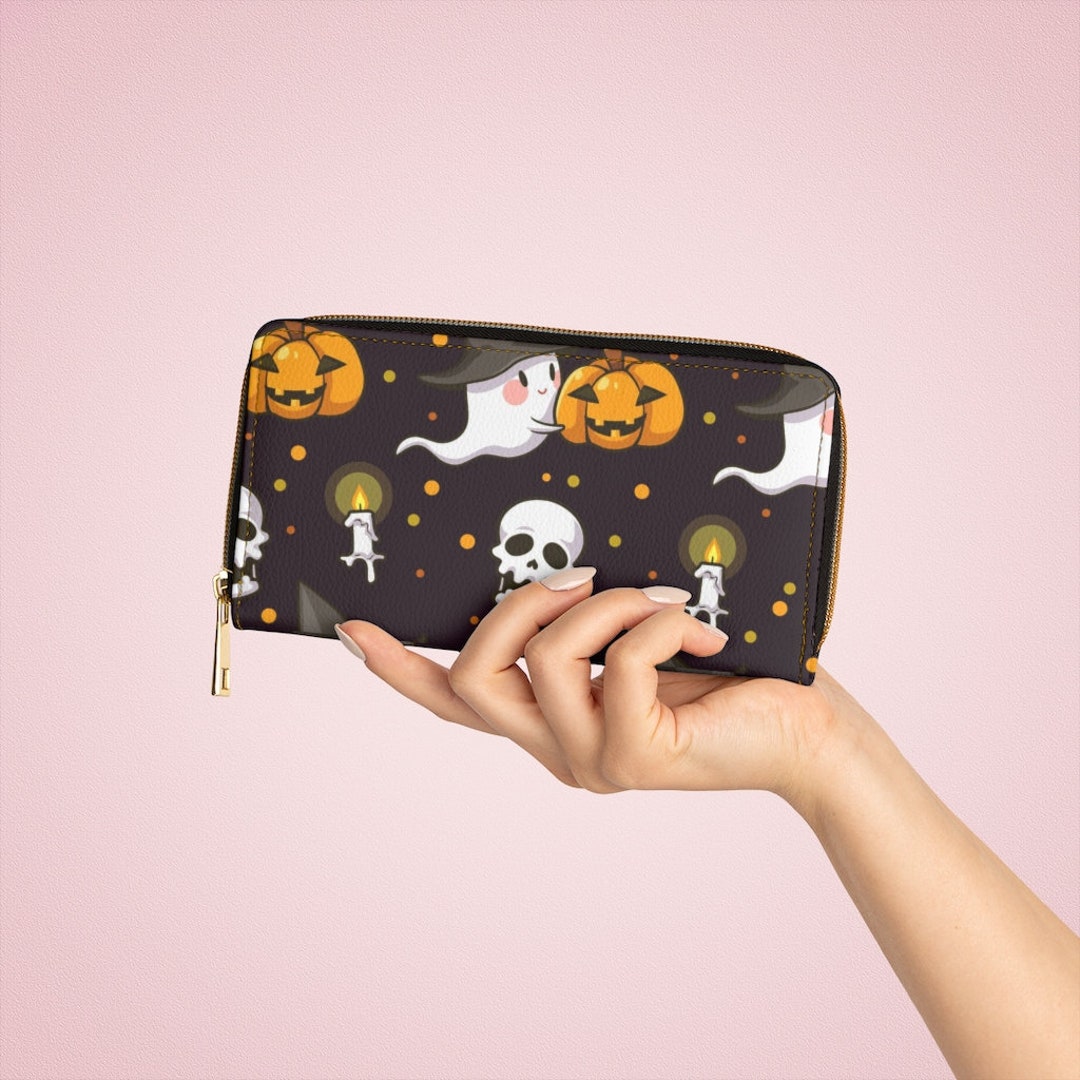 Cute Ghosts With Pumpkins Zipper Wallet Ghost Wallet Ghost - Etsy