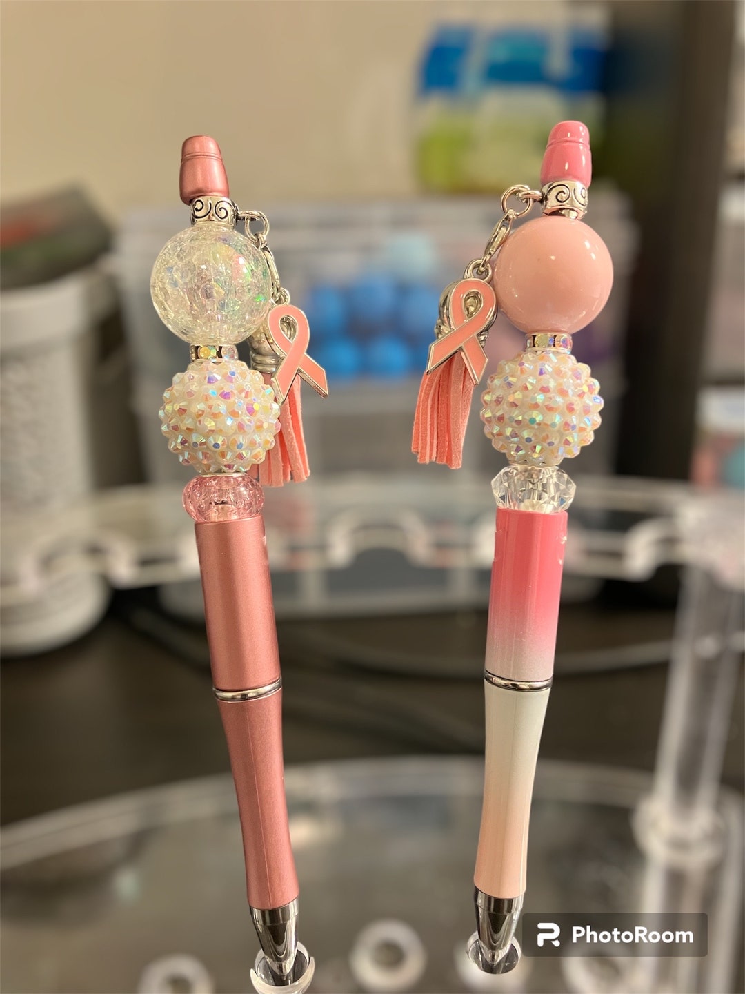 Breast Cancer Awareness Month| Pink Ribbon| Beaded Pens| Cancer Gift ...