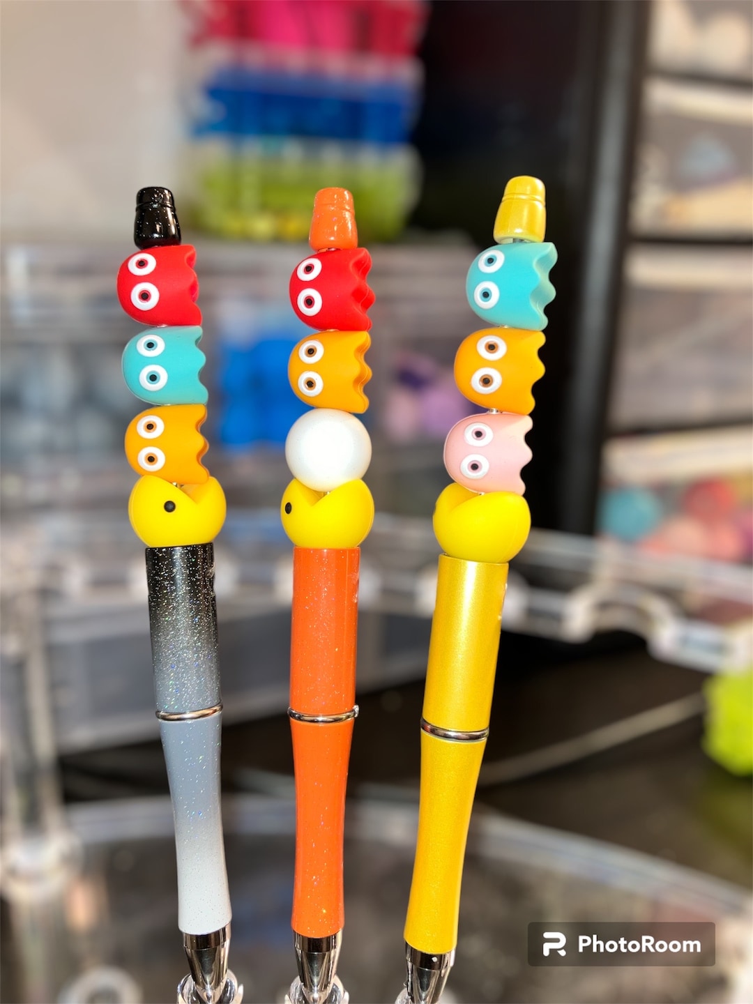 Retro P*ac-m*an| Beaded Pens| Gaming Gift| Party Favor| Office Supplies ...