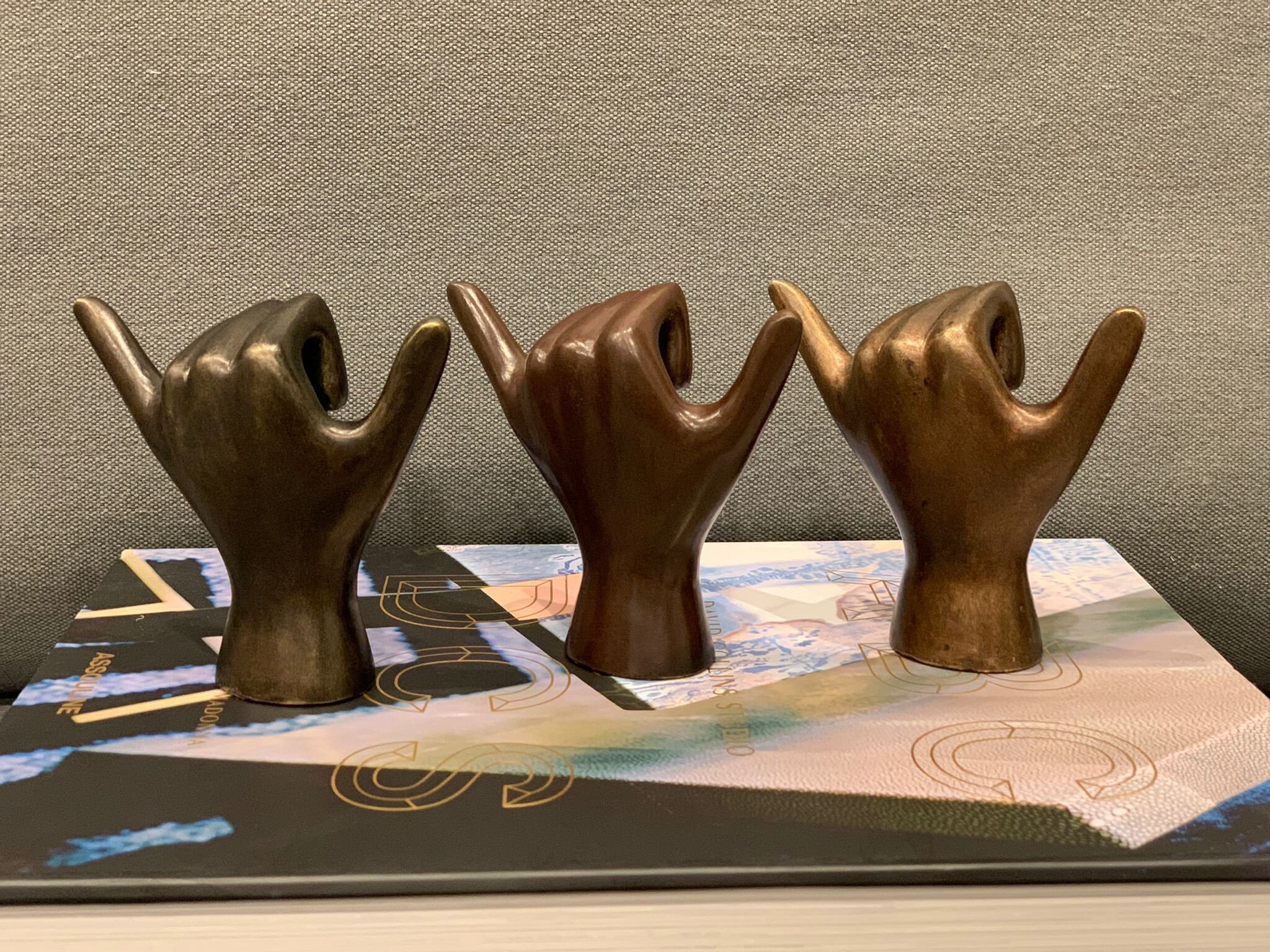 Gnarly Hand Gesture Sculpture Handmade Ring Holder Bronze Hands Statue ...