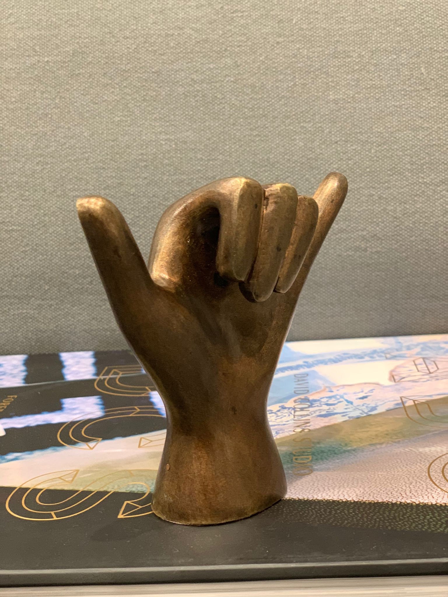 Gnarly Hand Gesture Sculpture Handmade Ring Holder Bronze Hands Statue ...