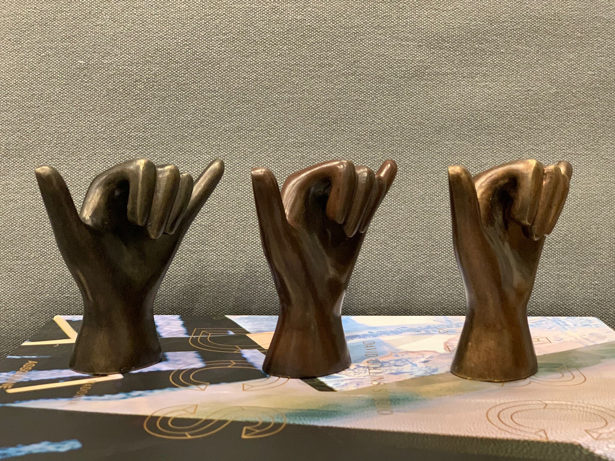 Gnarly Hand Gesture Sculpture Handmade Ring Holder Bronze Hands Statue ...