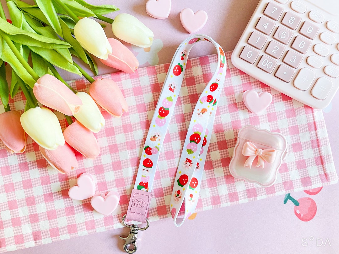 Cute Strawberry Lanyard , Key Holder, ID Card Holder - Etsy