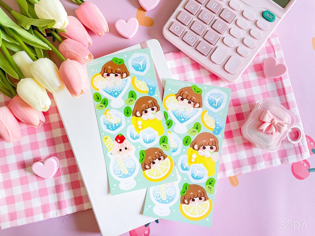 Blue Lemon Soda Sticker Sheet | Cute Journal and Deco Stickers - Etsy