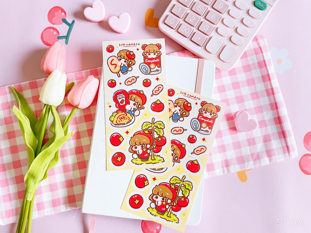 Cute Tomato Sticker Sheet | Cute Journal and Deco Stickers - Etsy