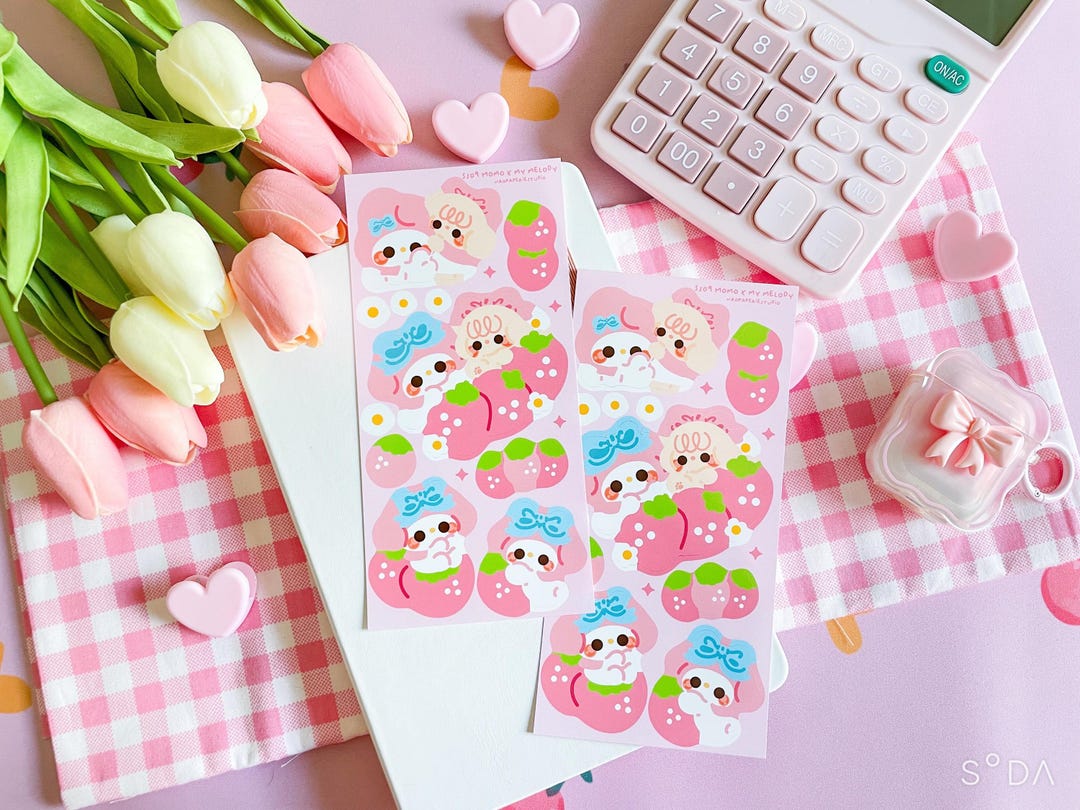 Pink Bunny Sticker Sheet | Cute Journal and Deco Stickers - Etsy