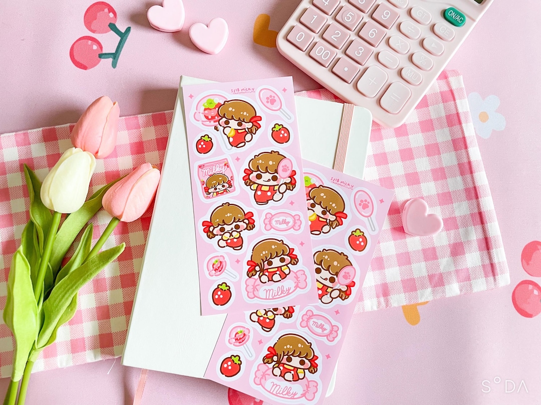 Cute Pink Candy Sticker Sheet | Cute Journal and Deco Stickers - Etsy