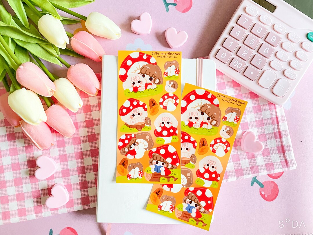 Mushroom Sticker Sheet | Cute Journal and Deco Stickers - Etsy