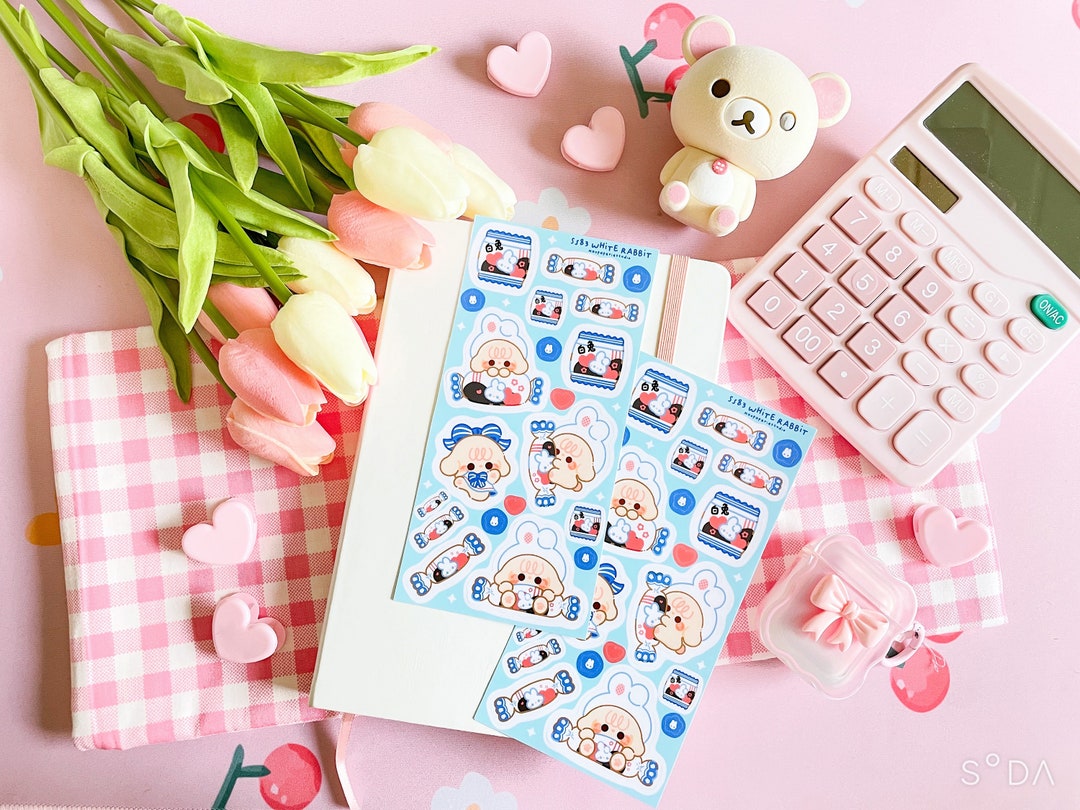 White Rabbit Candy Sticker Sheet Cute Journal and Deco Stickers - Etsy