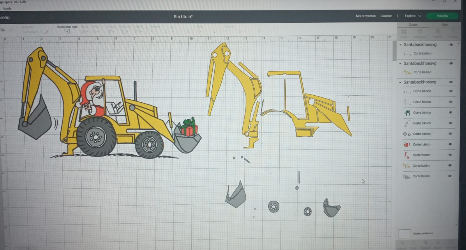 Santa Claus Backhoe, SVG, Digger, Heavy Equipment, Christmas, Digital ...